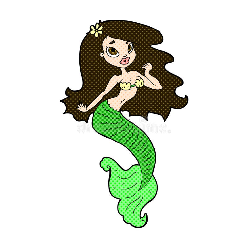 Comic Cartoon Pretty Mermaid Stock Illustration - Illustration of ...