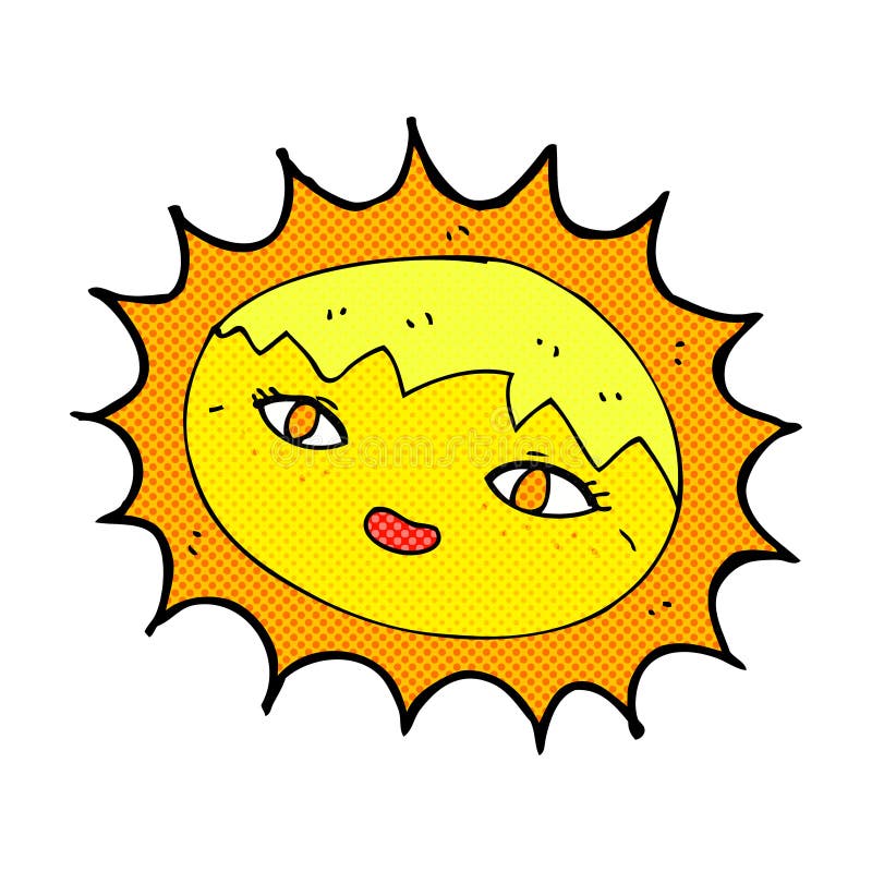 Comic cartoon pretty sun stock illustration. Illustration of print ...