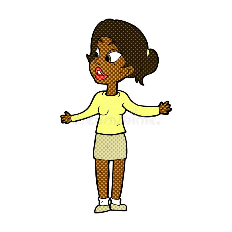 Comic Cartoon Pretty Woman Explaining Something Stock Illustration ...