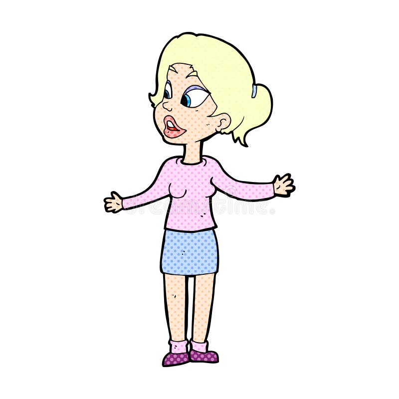 Comic Cartoon Pretty Woman Explaining Something Stock Illustration ...