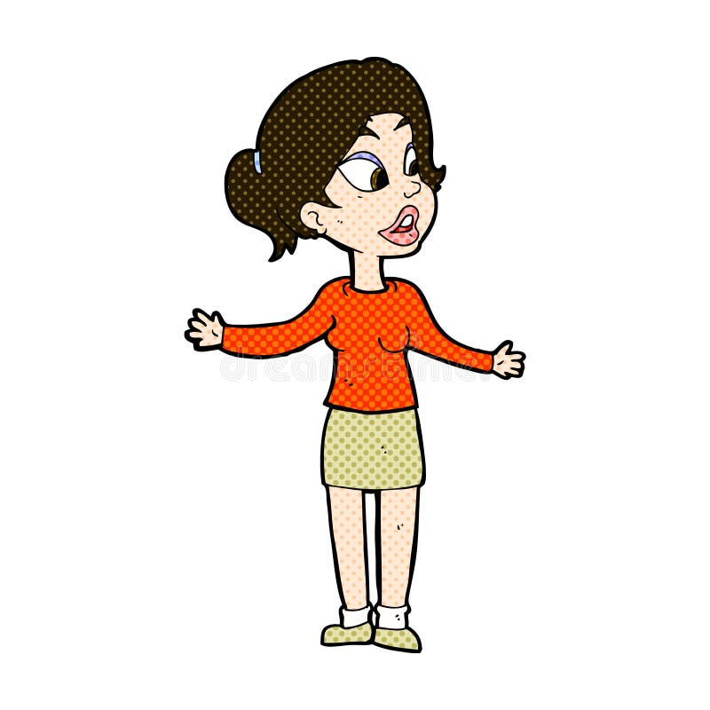 Comic Cartoon Pretty Woman Explaining Something Stock Illustration ...