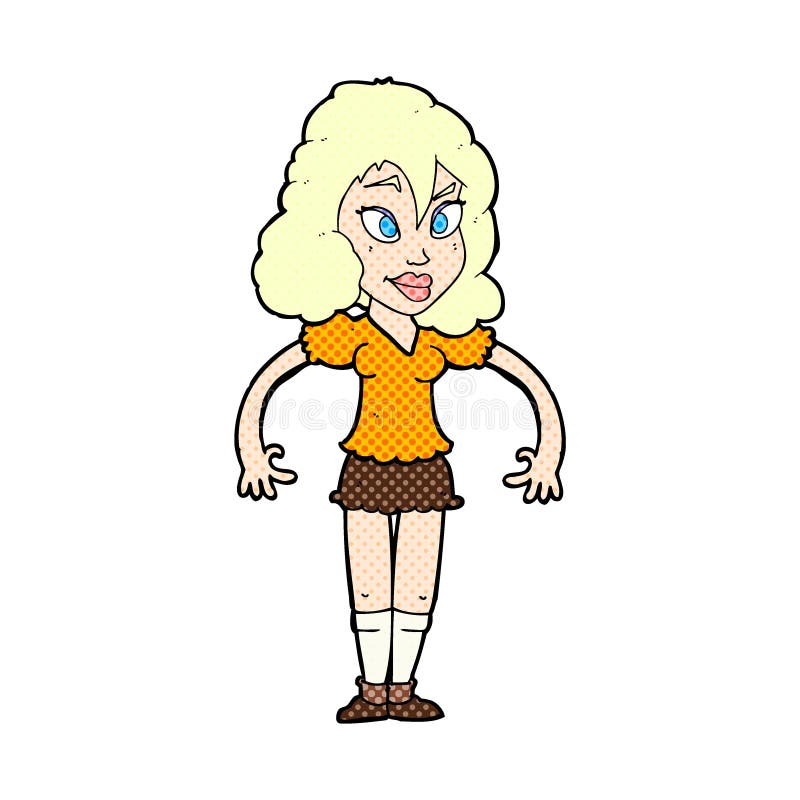 Comic cartoon pretty woman stock illustration. Illustration of girl ...