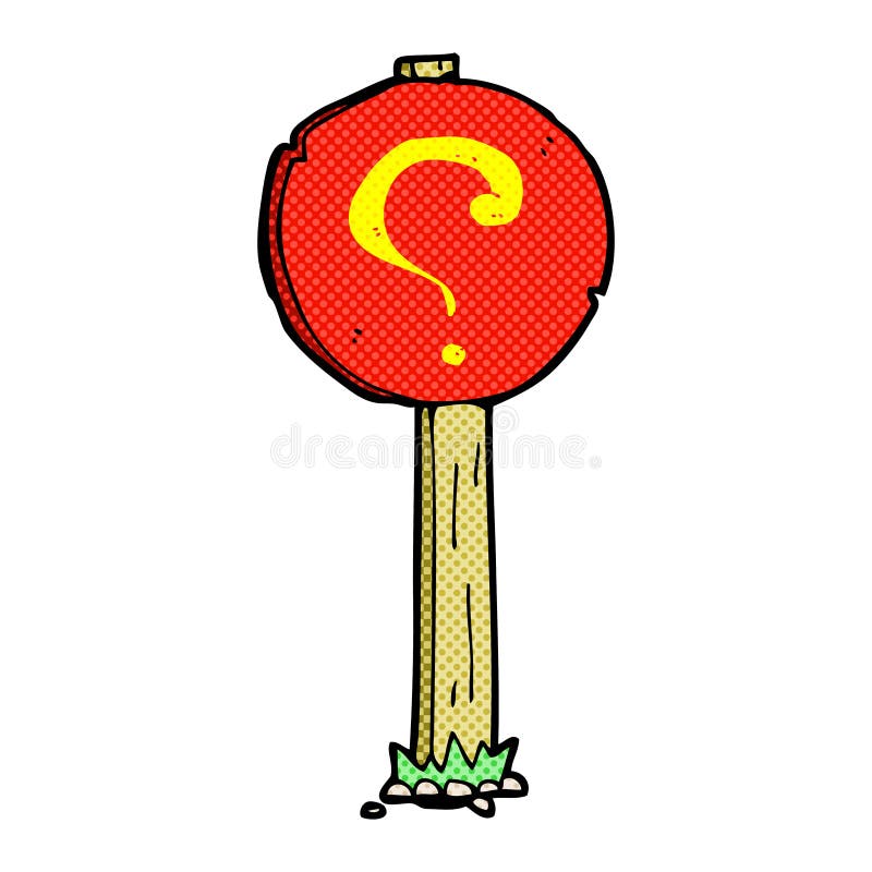 Comic Cartoon Question Mark Sign Post Stock Illustration - Illustration ...