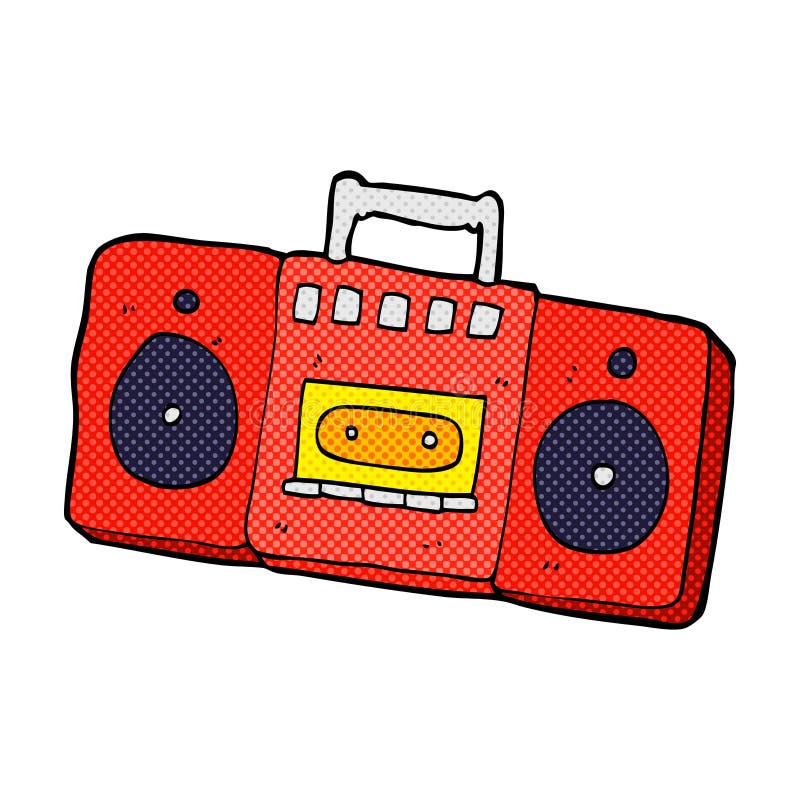 Comic Cartoon Radio Cassette Player Stock Illustration - Illustration ...