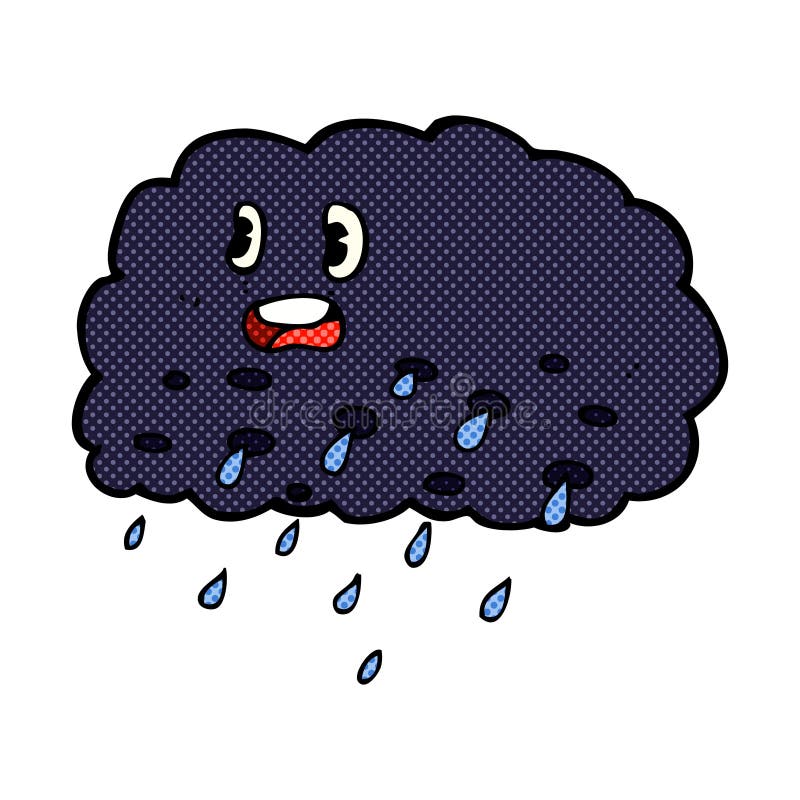 Comic cartoon rain cloud stock illustration. Illustration of doodle ...