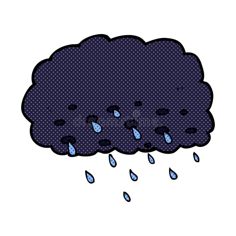 Comic cartoon rain cloud stock illustration. Illustration of cloud ...