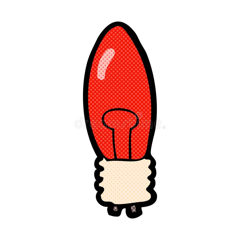 Comic Cartoon Red Light Bulb Stock Illustration - Illustration of ...