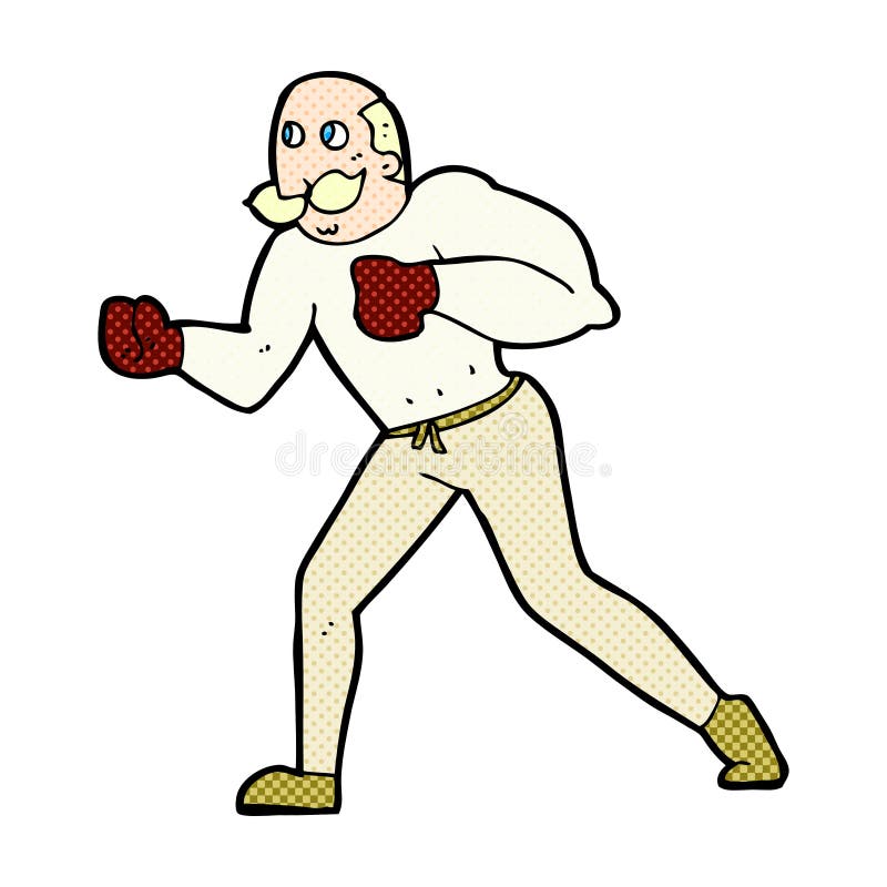 Comic Cartoon Retro Boxer Man Stock Illustration - Illustration of ...