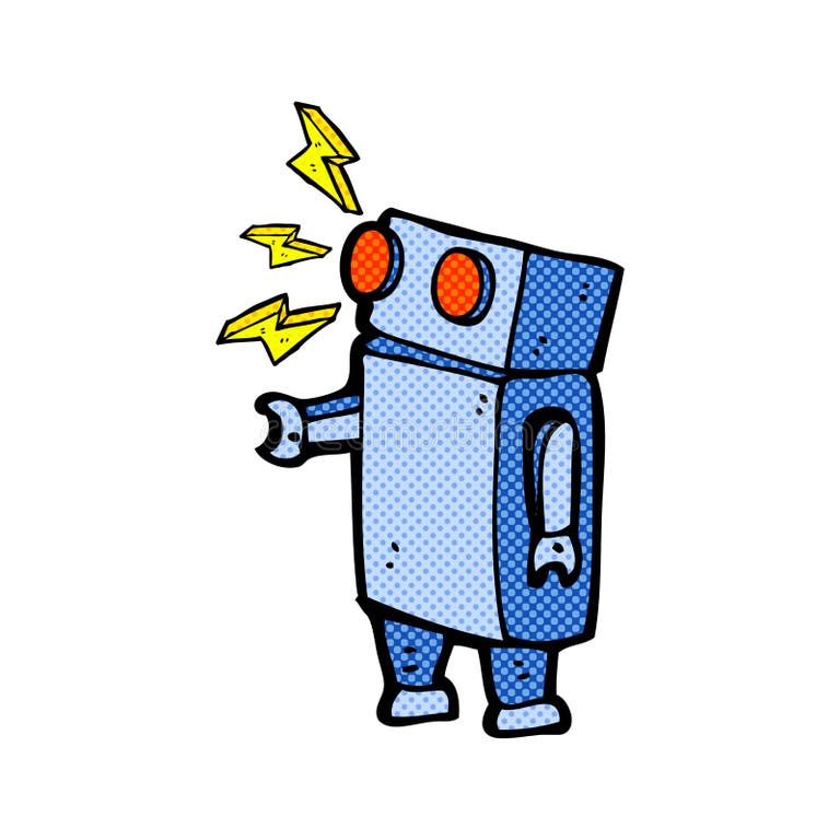 Comic cartoon robot stock illustration. Illustration of cheerful - 51586109
