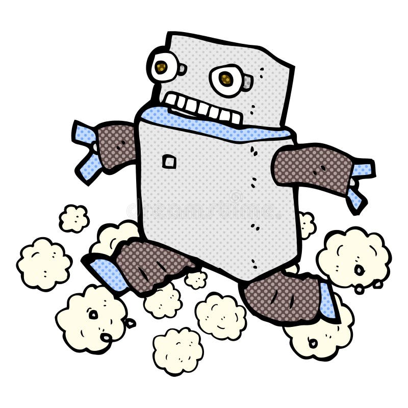 Comic Cartoon Running Robot Stock Illustration - Illustration of clip ...