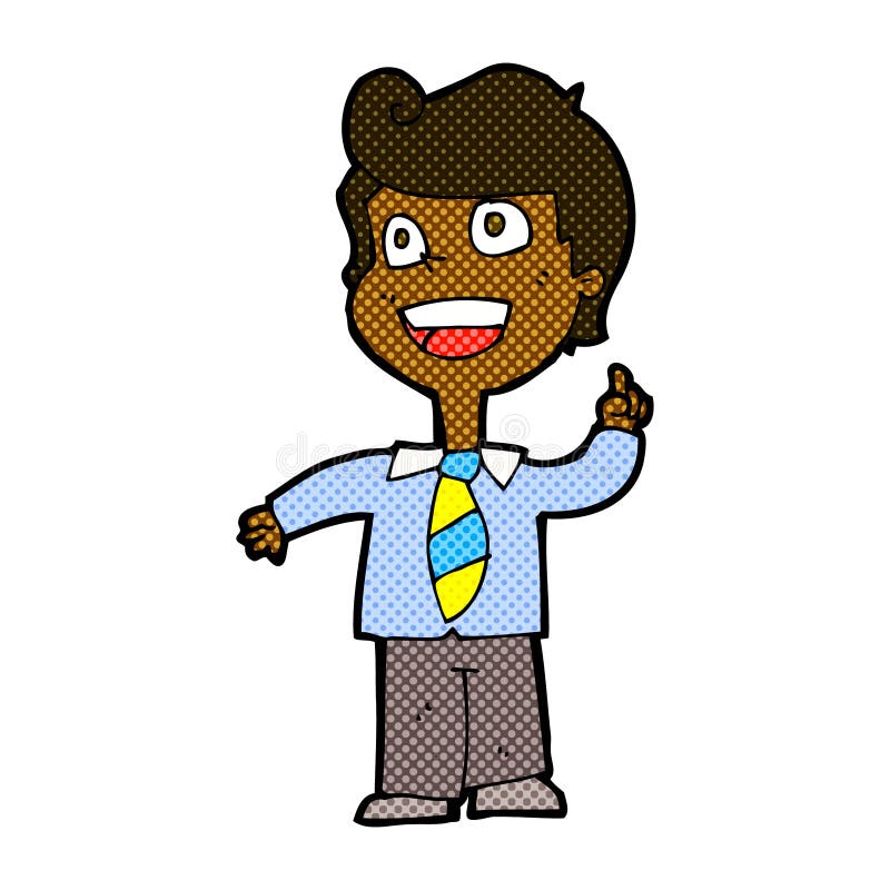 Comic Cartoon School Boy Raising Hand Stock Illustration - Illustration ...