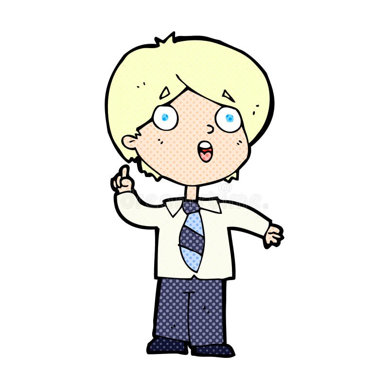 Comic Cartoon Schoolboy Answering Question Stock Illustration ...