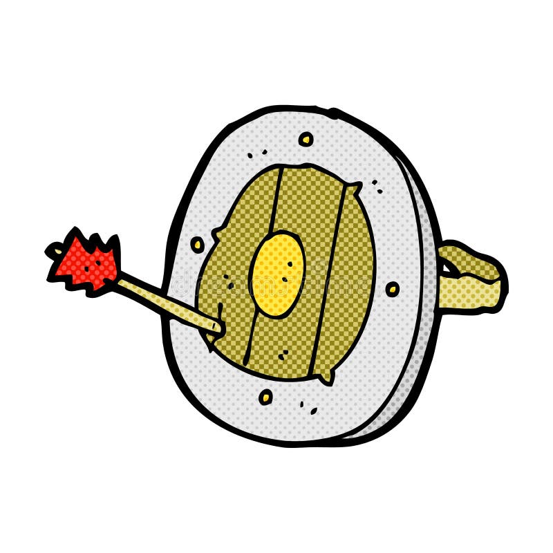Comic Cartoon Shield with Arrow Stock Illustration - Illustration of ...
