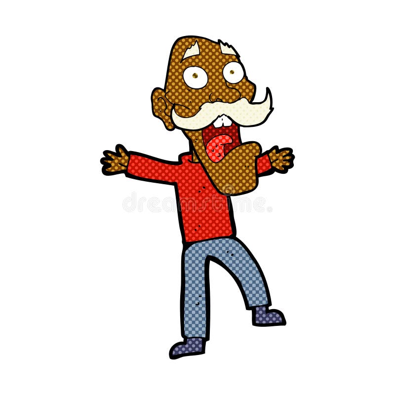 Comic Cartoon Shocked Old Man Stock Illustration - Illustration of ...
