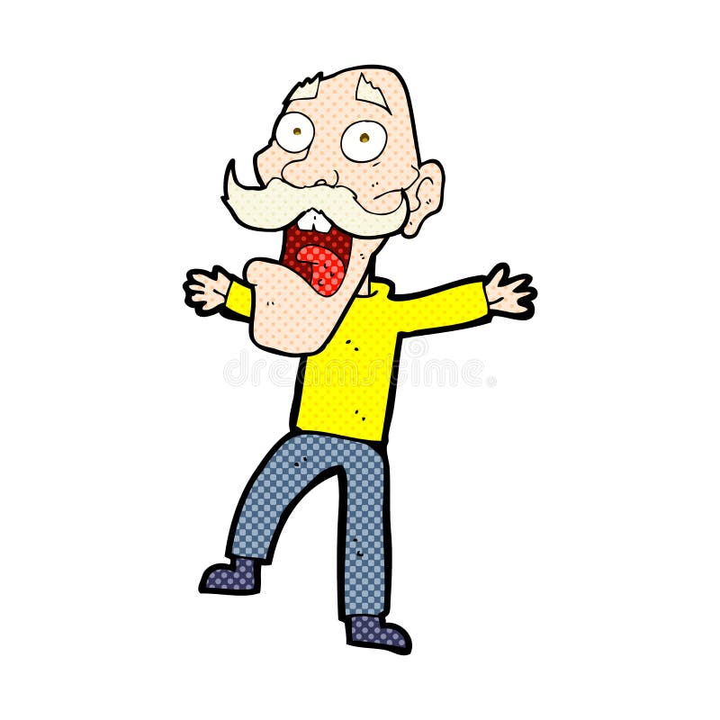 Comic Cartoon Shocked Old Man Stock Illustration - Illustration of ...