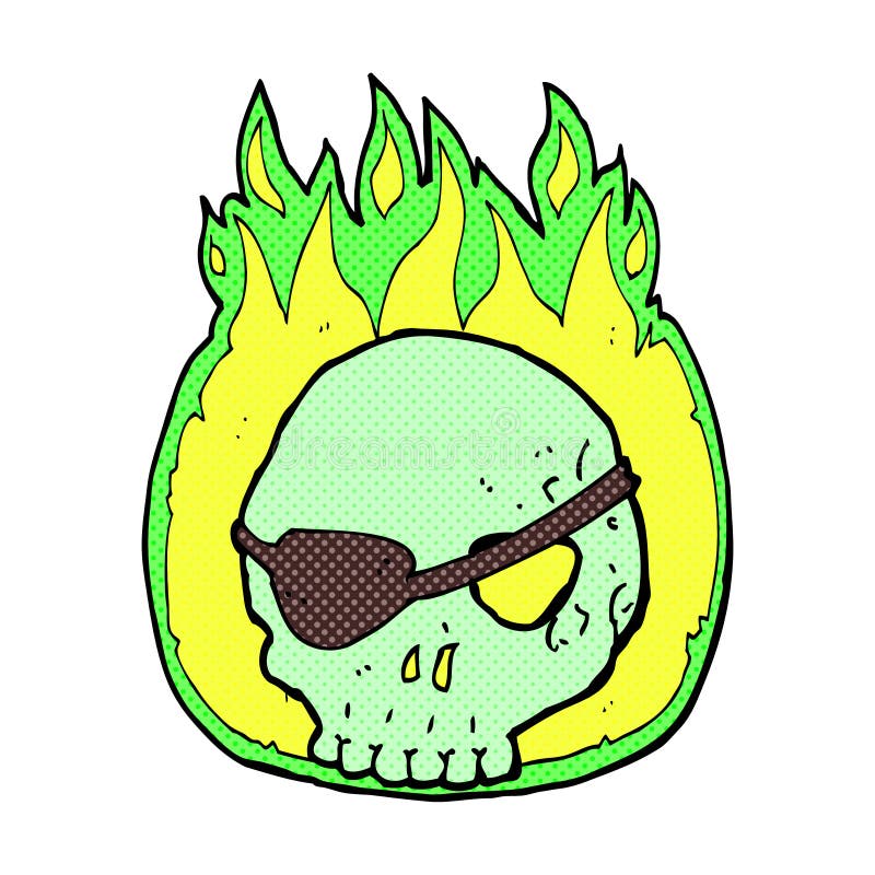 Comic Cartoon Skull with Eye Patch Stock Illustration - Illustration of ...