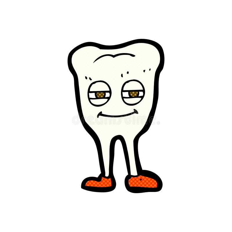 Comic Cartoon Smiling Tooth Stock Illustration - Illustration of doodle ...
