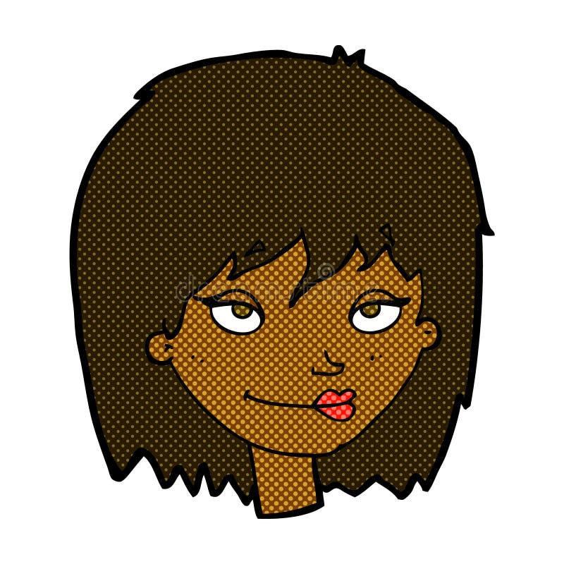 Comic Cartoon Smiling Woman Stock Illustration - Illustration of doodle ...