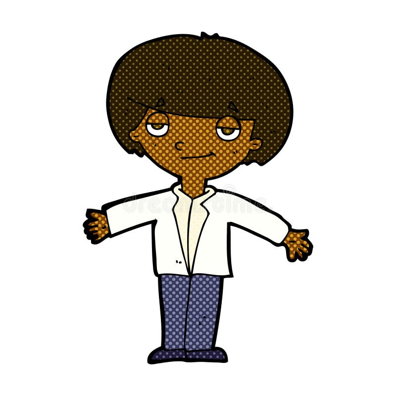 Comic cartoon smug boy stock illustration. Illustration of male - 52877742