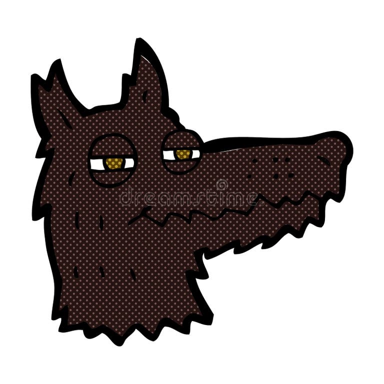 Comic Cartoon Smug Wolf Face Stock Illustration - Illustration of hand ...