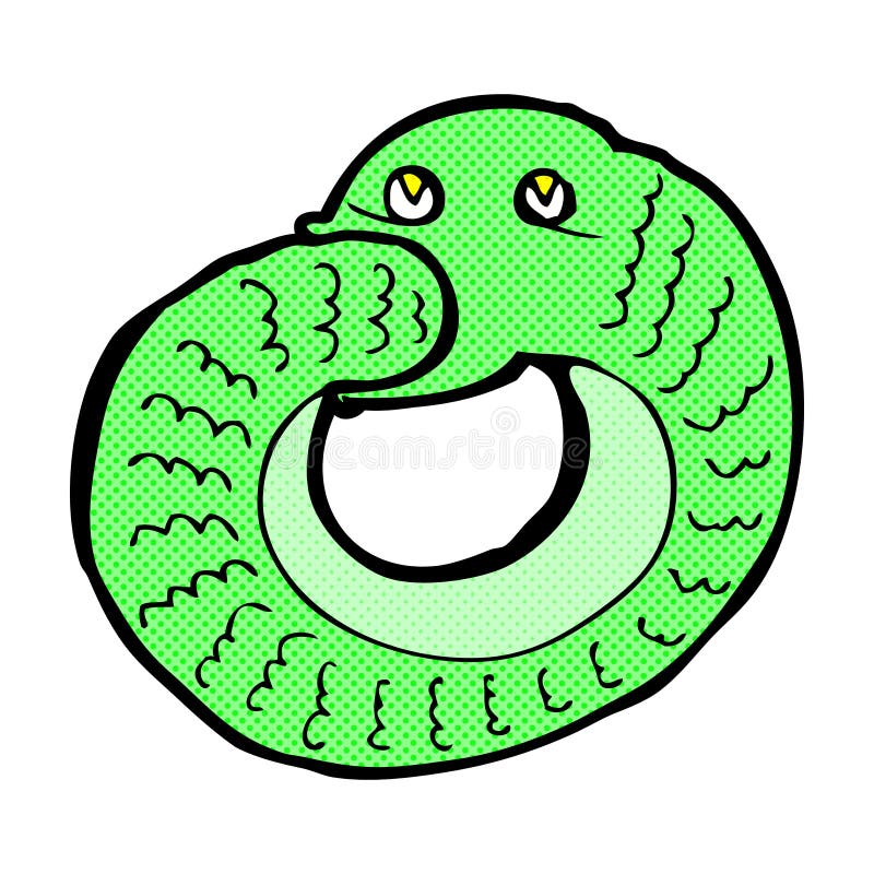 Comic Cartoon Snake Eating Own Tail Stock Illustration - Illustration ...