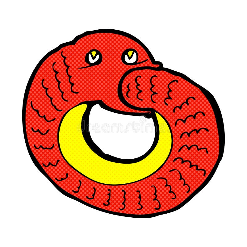Comic Cartoon Snake Eating Own Tail Stock Illustration - Illustration ...