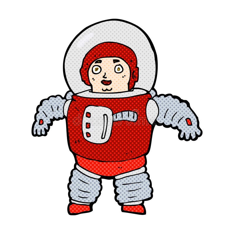Comic cartoon space man stock illustration. Illustration of spacesuit ...