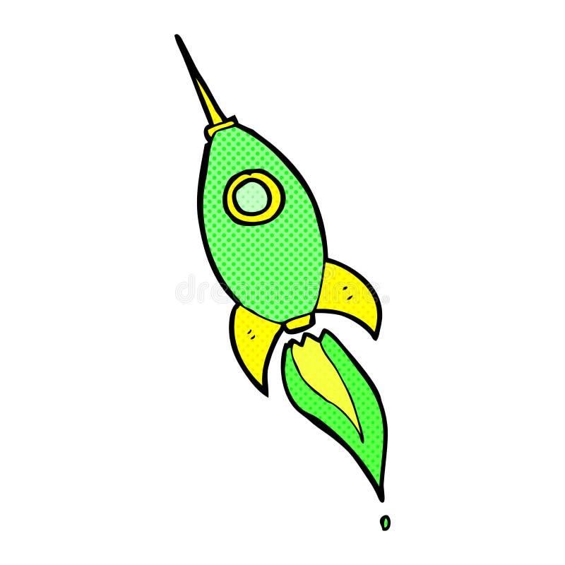 Comic cartoon space rocket stock illustration. Illustration of hand ...