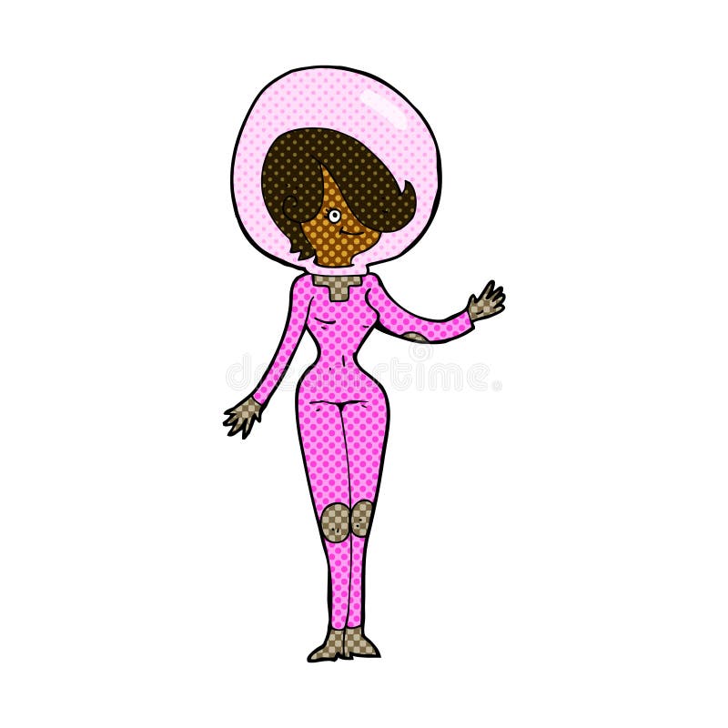 Comic cartoon space woman stock illustration. Illustration of space ...