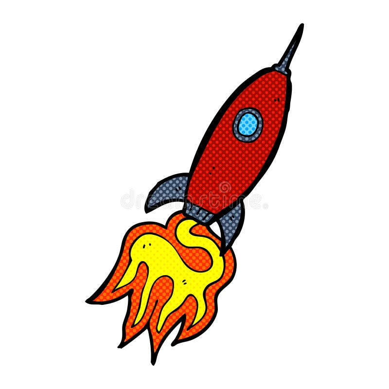 Comic cartoon spaceship stock illustration. Illustration of hand - 51585950