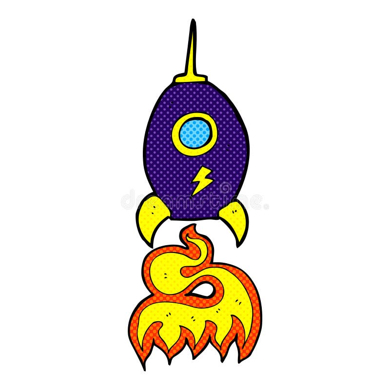 Comic cartoon spaceship stock illustration. Illustration of doodle ...
