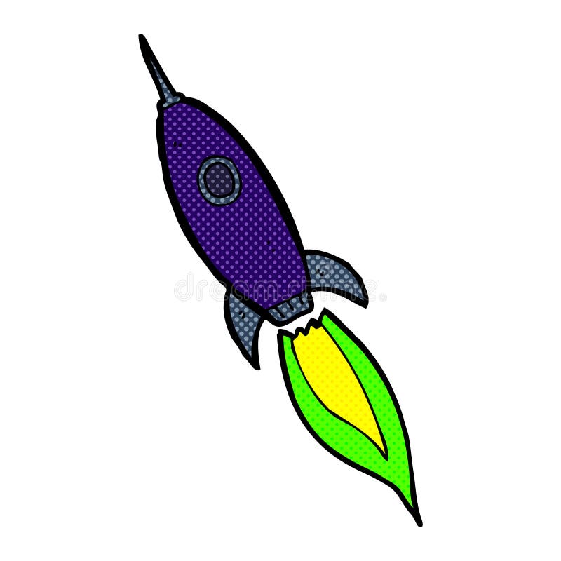 Comic cartoon spaceship stock illustration. Illustration of space ...