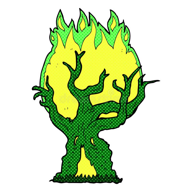 Comic Cartoon Spooky Old Tree Stock Illustration - Illustration of ...