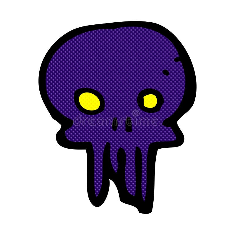 Comic Cartoon Spooky Skull Symbol Stock Illustration - Illustration of ...