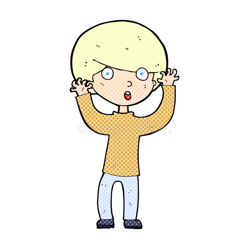 Comic cartoon startled boy stock illustration. Illustration of funny ...