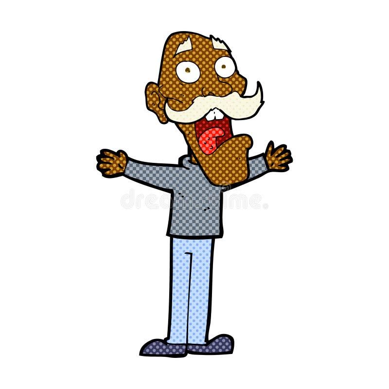 Comic Cartoon Stressed Old Man Stock Illustration - Illustration of ...