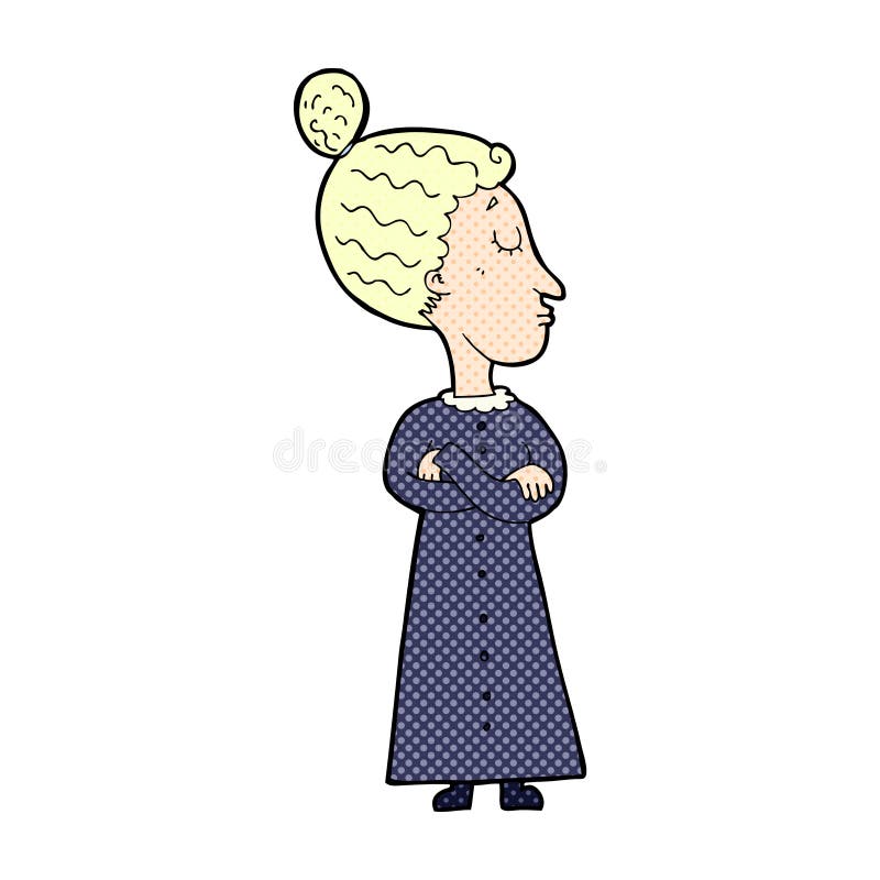 Cartoon Strict Victorian Teacher with Speech Bubble Stock Illustration ...