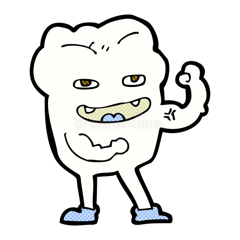 Comic Cartoon Strong Healthy Tooth Stock Illustration - Illustration of ...