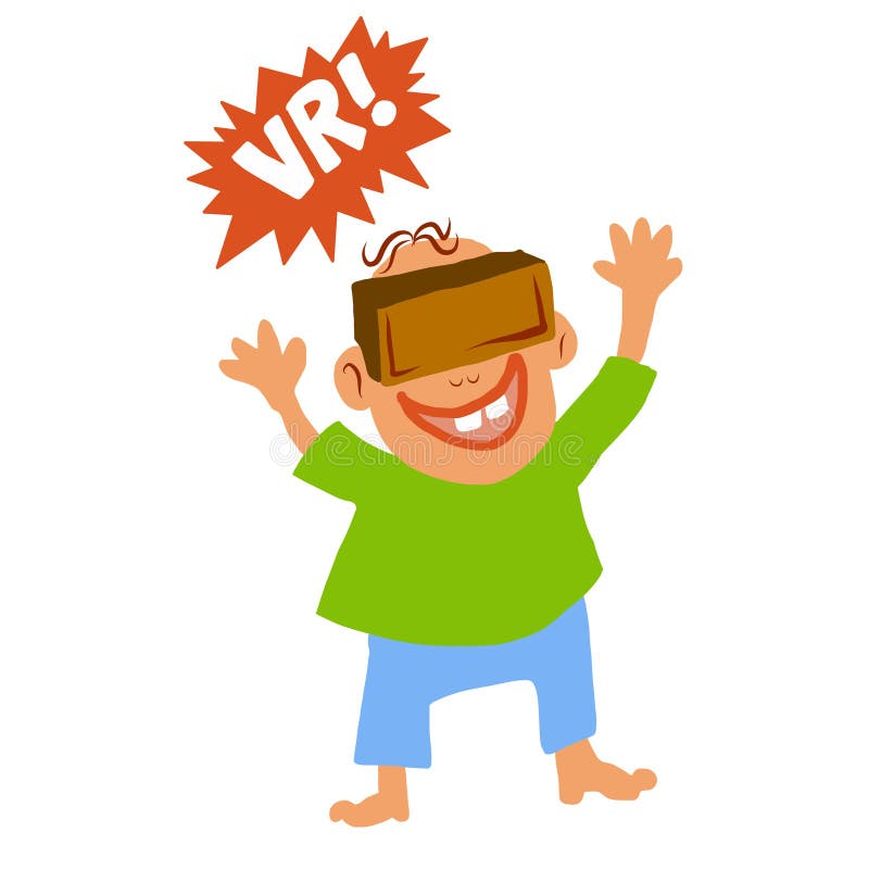 Comic Cartoon Style Boy with Virtual Reality Glass Stock Vector ...