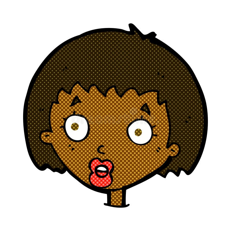 Comic Cartoon Surprised Female Face Stock Illustration - Illustration ...