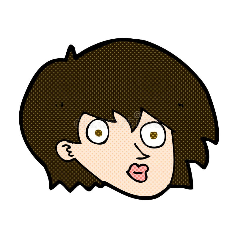 Comic Cartoon Surprised Female Face Stock Illustration - Illustration ...