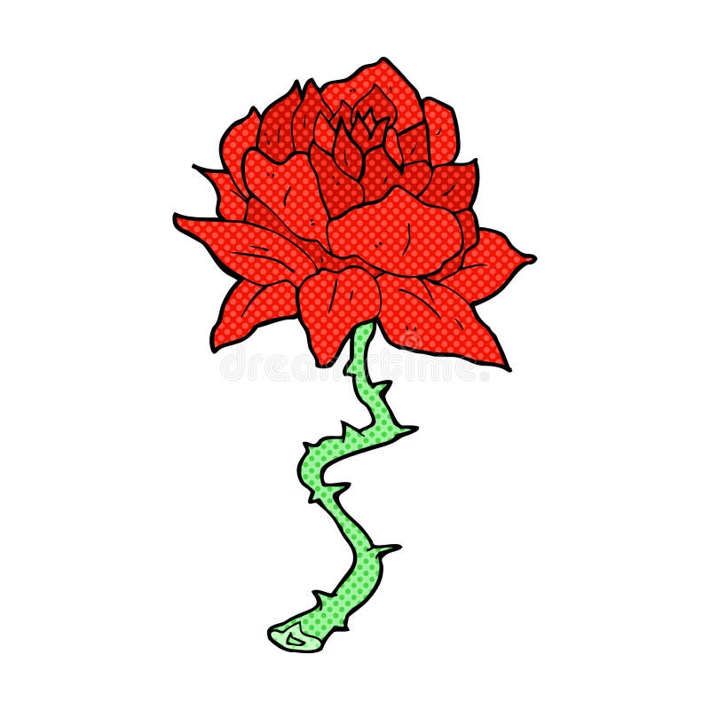 Comic cartoon tattoo rose stock illustration. Illustration of simple ...