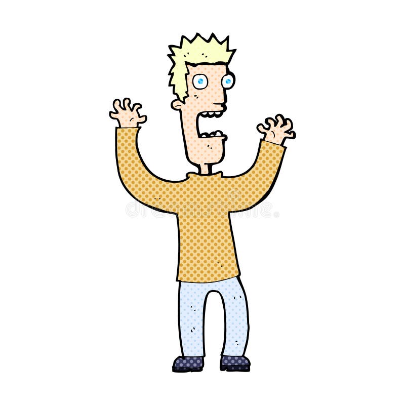 Comic Cartoon Terrified Man Stock Illustration - Illustration of afraid ...