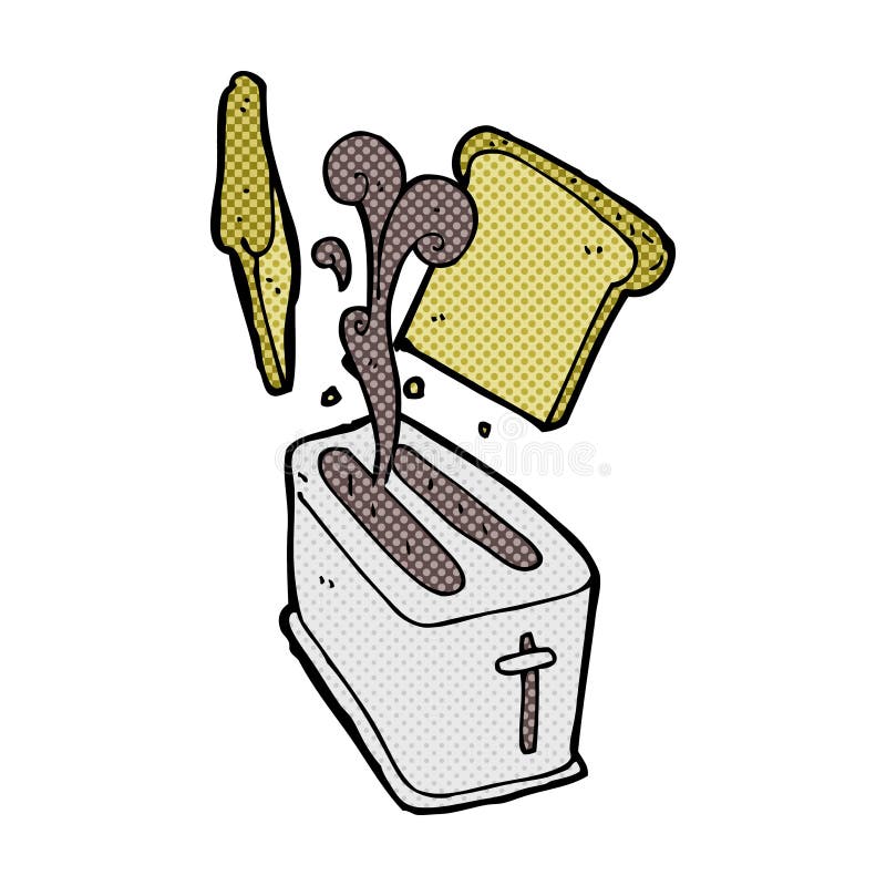 Comic Cartoon Toaster Spitting Out Bread Stock Illustration ...
