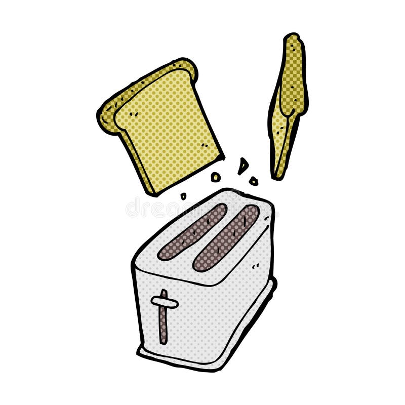 Comic Cartoon Toaster Spitting Out Bread Stock Illustration ...