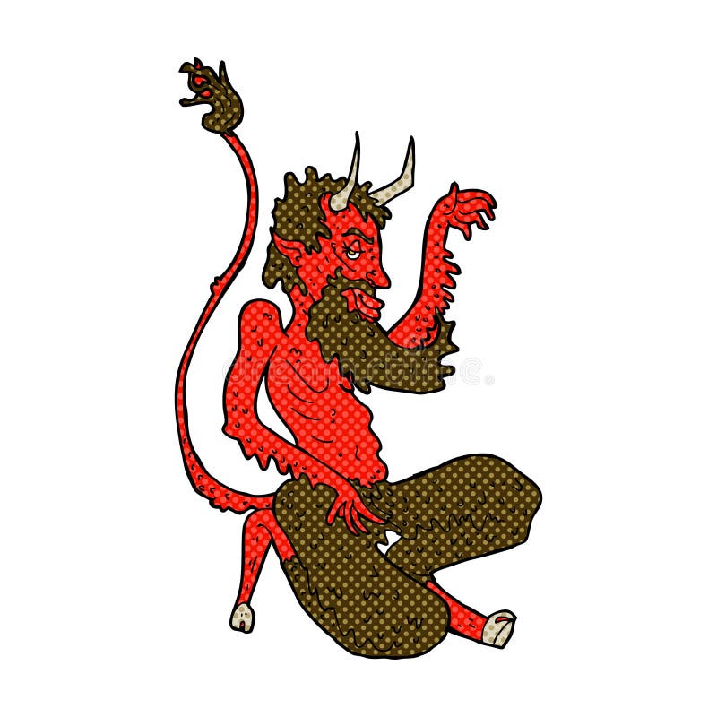 Comic Cartoon Traditional Devil Stock Illustration - Illustration of ...