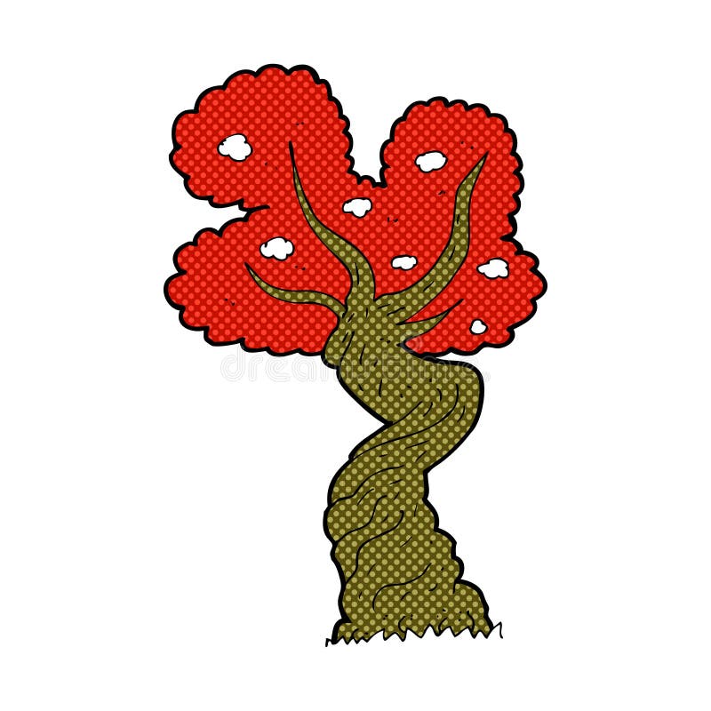 Cartoon twisted old tree stock vector. Illustration of traditional ...