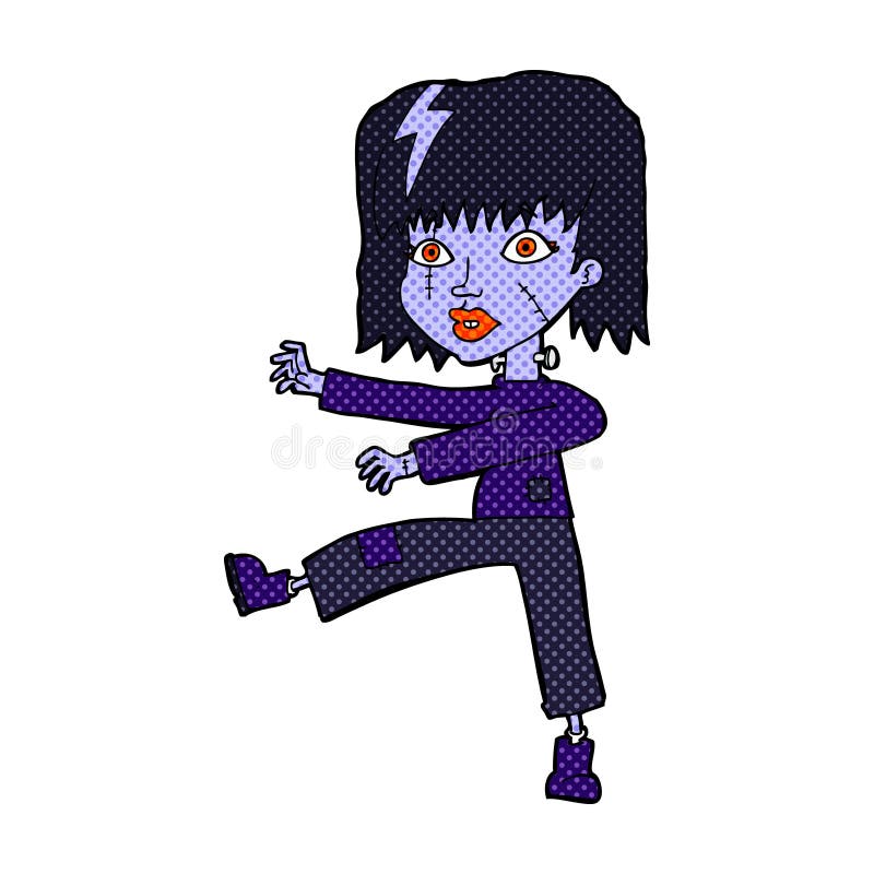 Comic cartoon undead girl stock illustration. Illustration of cheerful ...