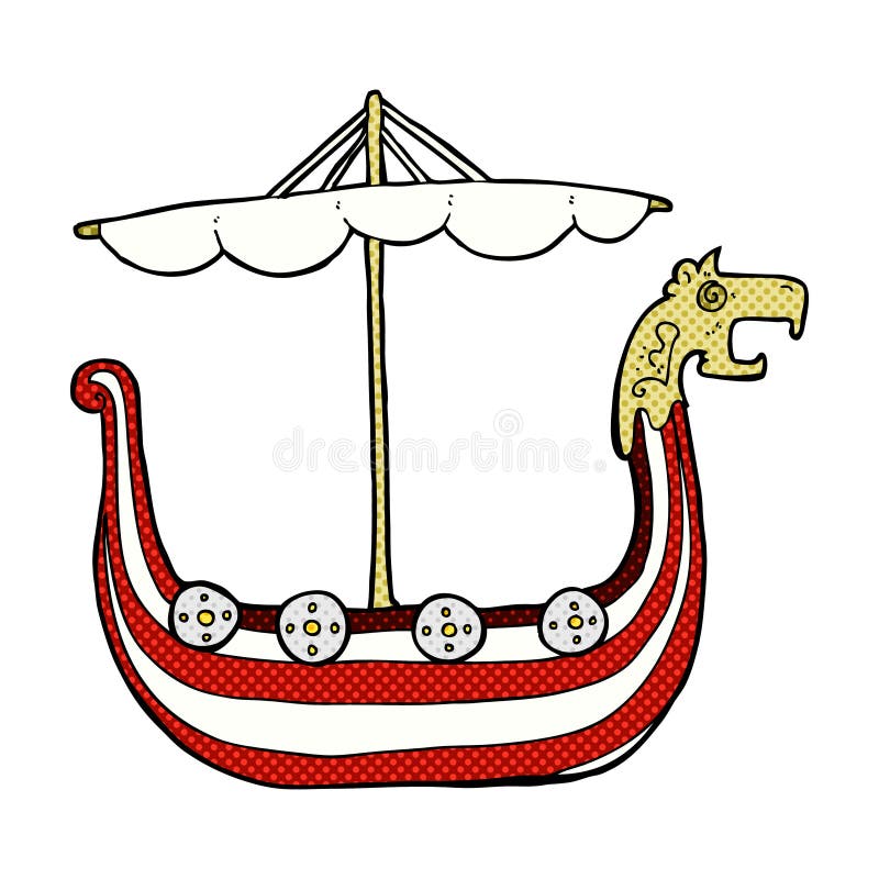 Comic cartoon viking ship stock illustration. Illustration of cute ...