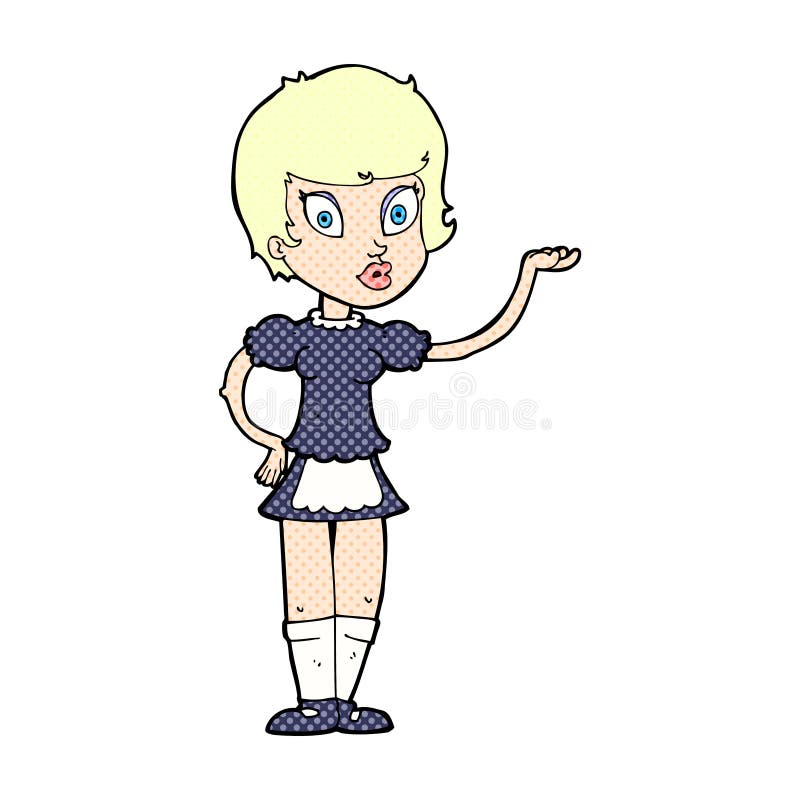 Comic cartoon waitress stock illustration. Illustration of retro - 52931461